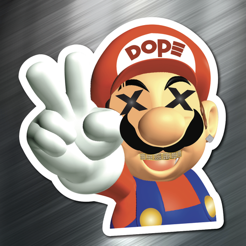 (1) Dope Mario car Sticker Auto Race Drift JDM Decal Euro Tuner Boost ...