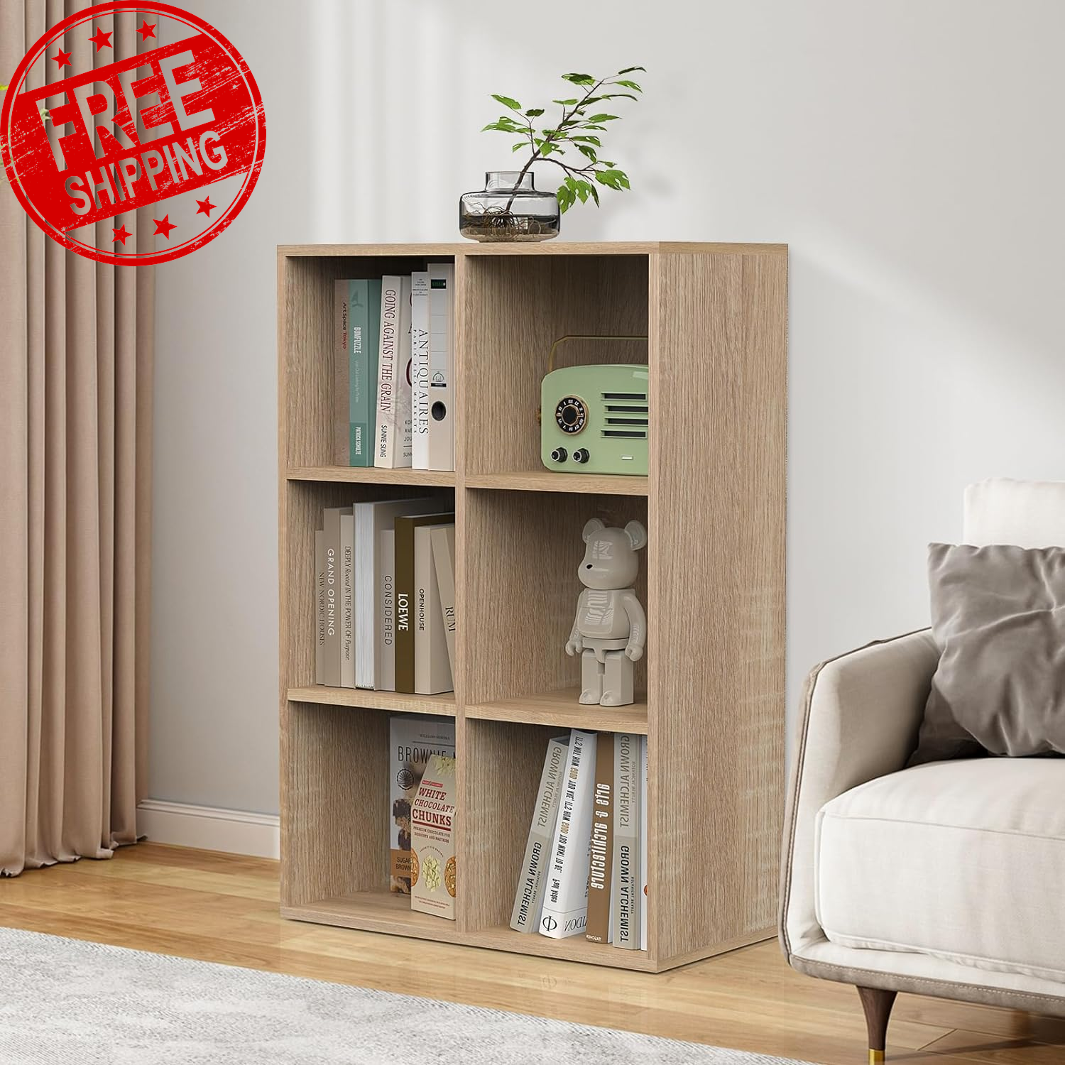 3 Tier Cube Bookshelf Storage Cabinet Wooden Bookcase, Multipurpose ...