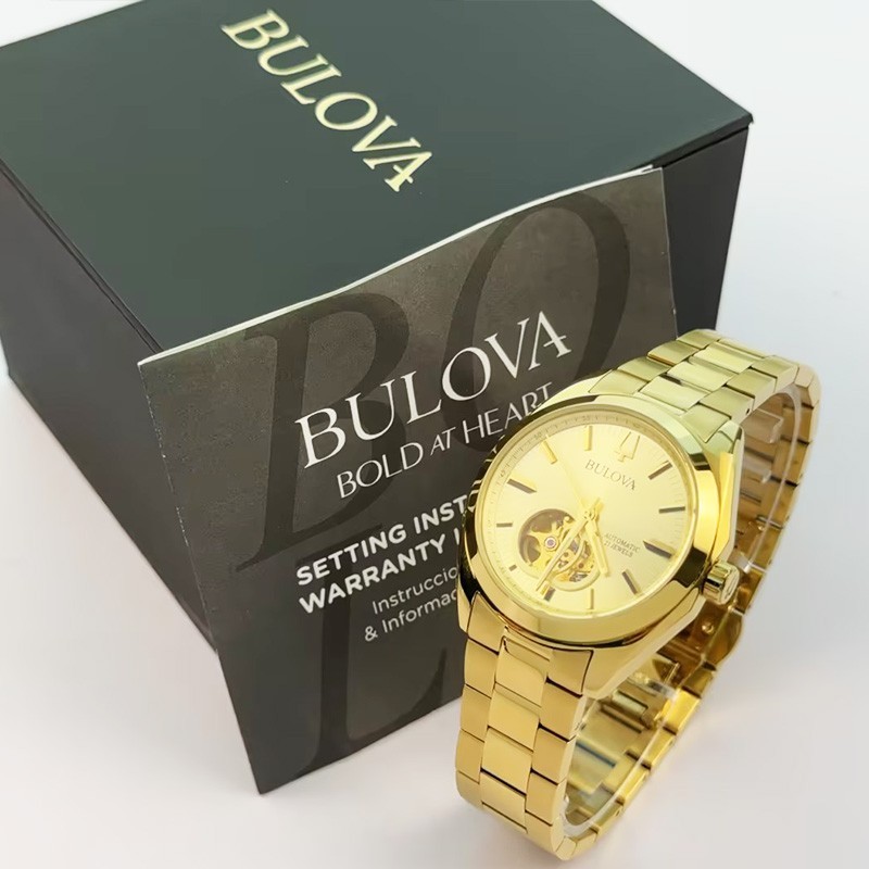 Bulova Surveyor 97A182 Automatic Men's Watch Gold Tone Dial Stainless ...