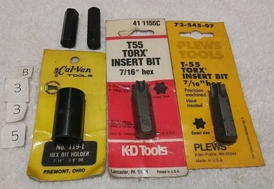 5PC CAL-VAN × K-D TOOLS ×PLEWS 3/8" DRIVE 7/16" HEX BIT HOLDER WITH 4 ...