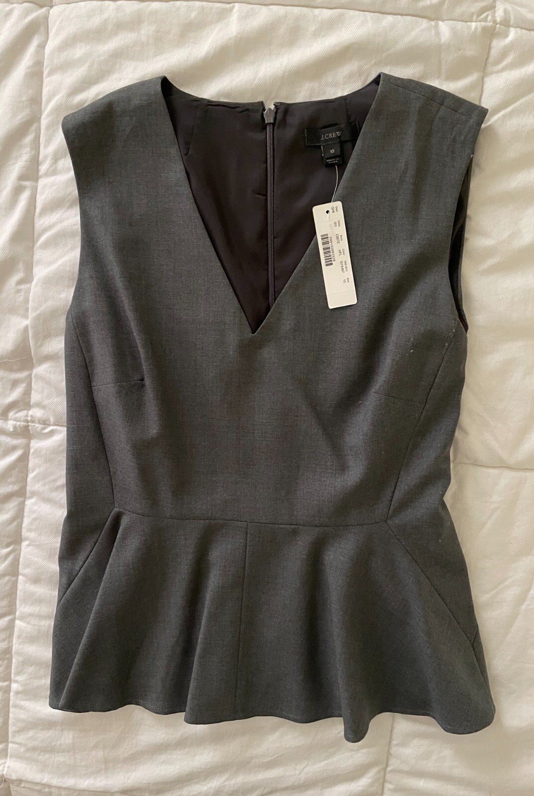 NWT J.CREW J CREW SUITING PEPLUM TANK TOP SHELL WOOL VEST M MEDIUM 10 GRAY LINED | eBay