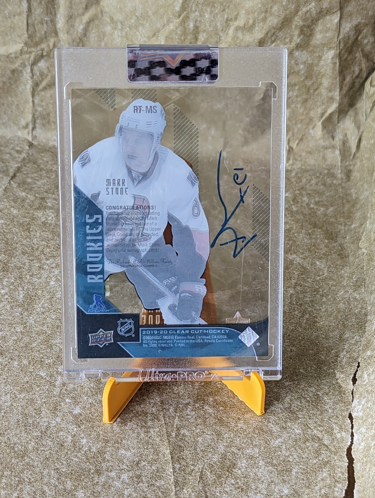 2019-20 Clear Cut Rookie Tribute MARK STONE Ultimate Rookies On Card ...