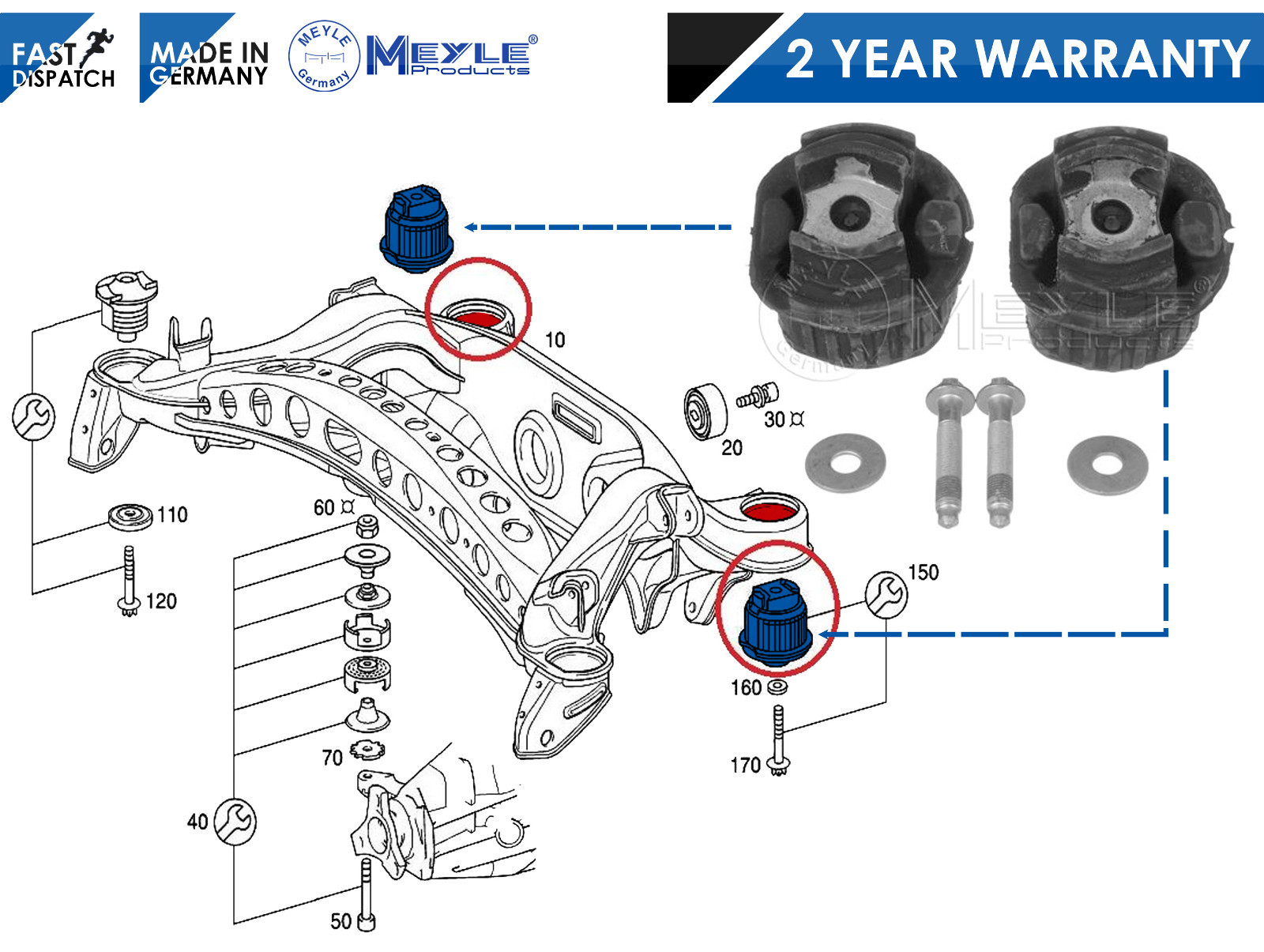 FOR MERCEDES E CLASS W210 S210 REAR AXLE SUBFRAME HUB BUSH BUSHING ...