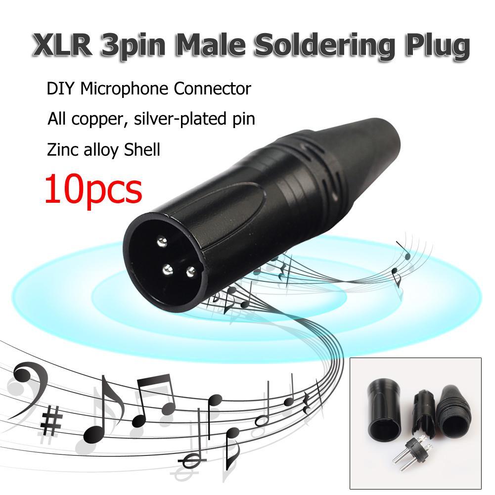 10pcs XLR 3Pin Male DIY Audio Cable Mic Connectors Solder Plug Mic ...