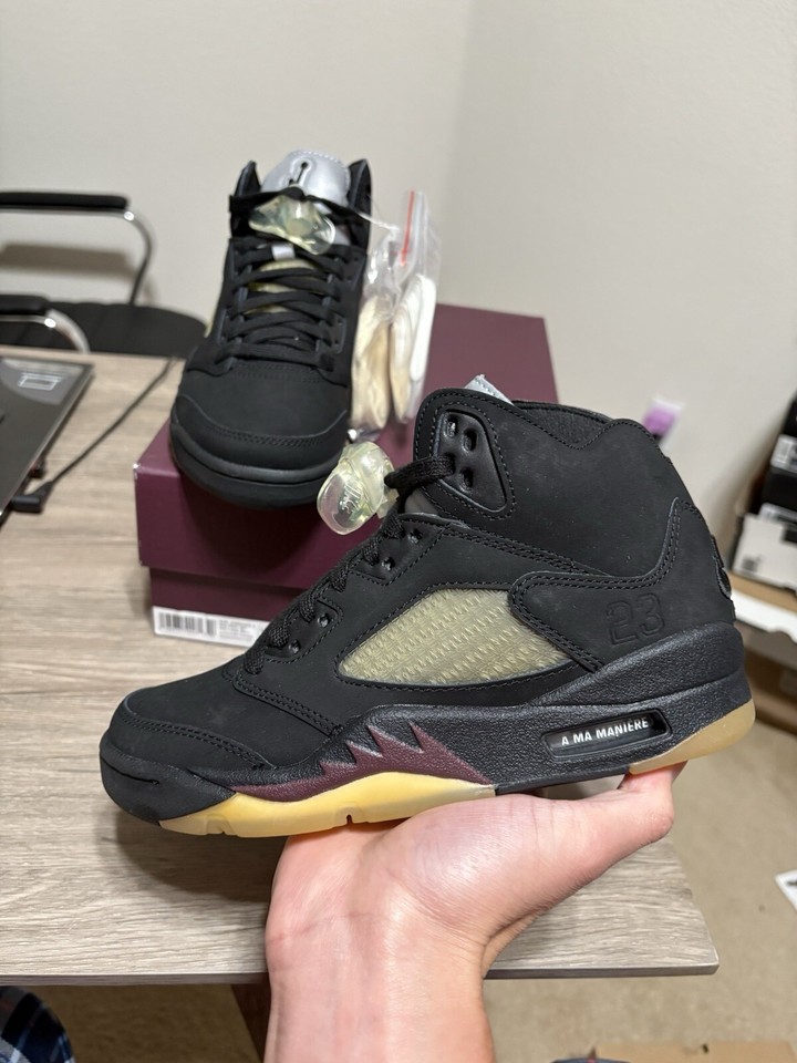 Size 3.5 - Air Jordan 5 Retro x A Ma Maniere Mid Dusk Black | eBay