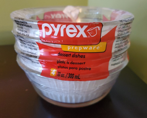 Pyrex Prep Ware Dessert Dishes 4 10oz Glass Bowls Mini Dish Sealed New ...