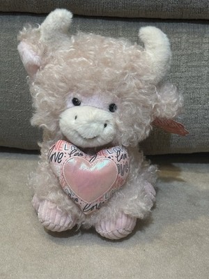 NEW, VALENTINE FUZZY PINK COW WITH PINK HEART 10" PLUSH | eBay