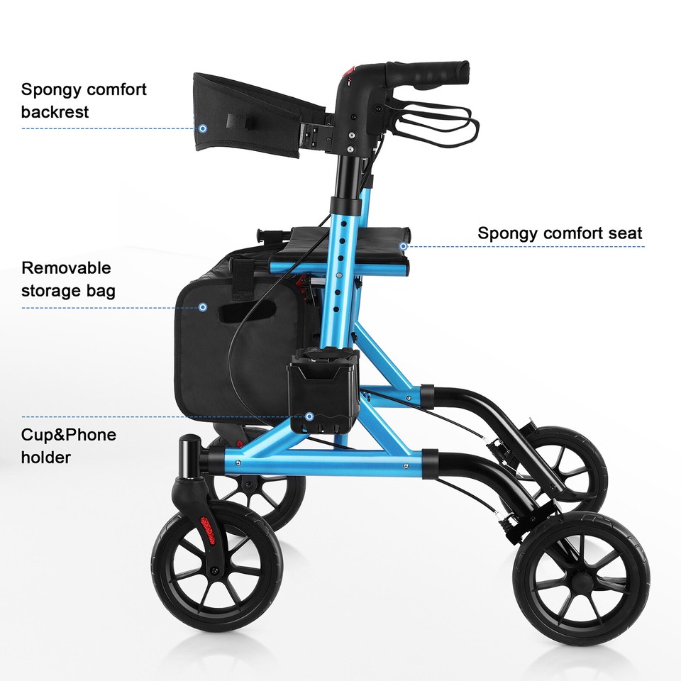 Adjustable Rollator Walker with Seat Folding Ergonomic Chair 4x8 ...