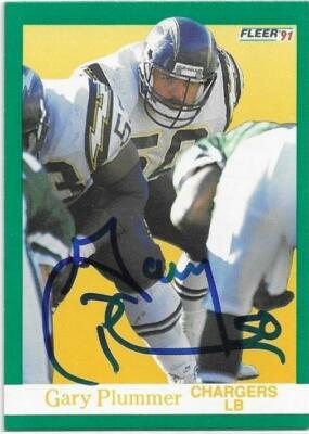 GARY PLUMMER Autographed Signed 1991 Fleer card #178 San Diego Chargers ...