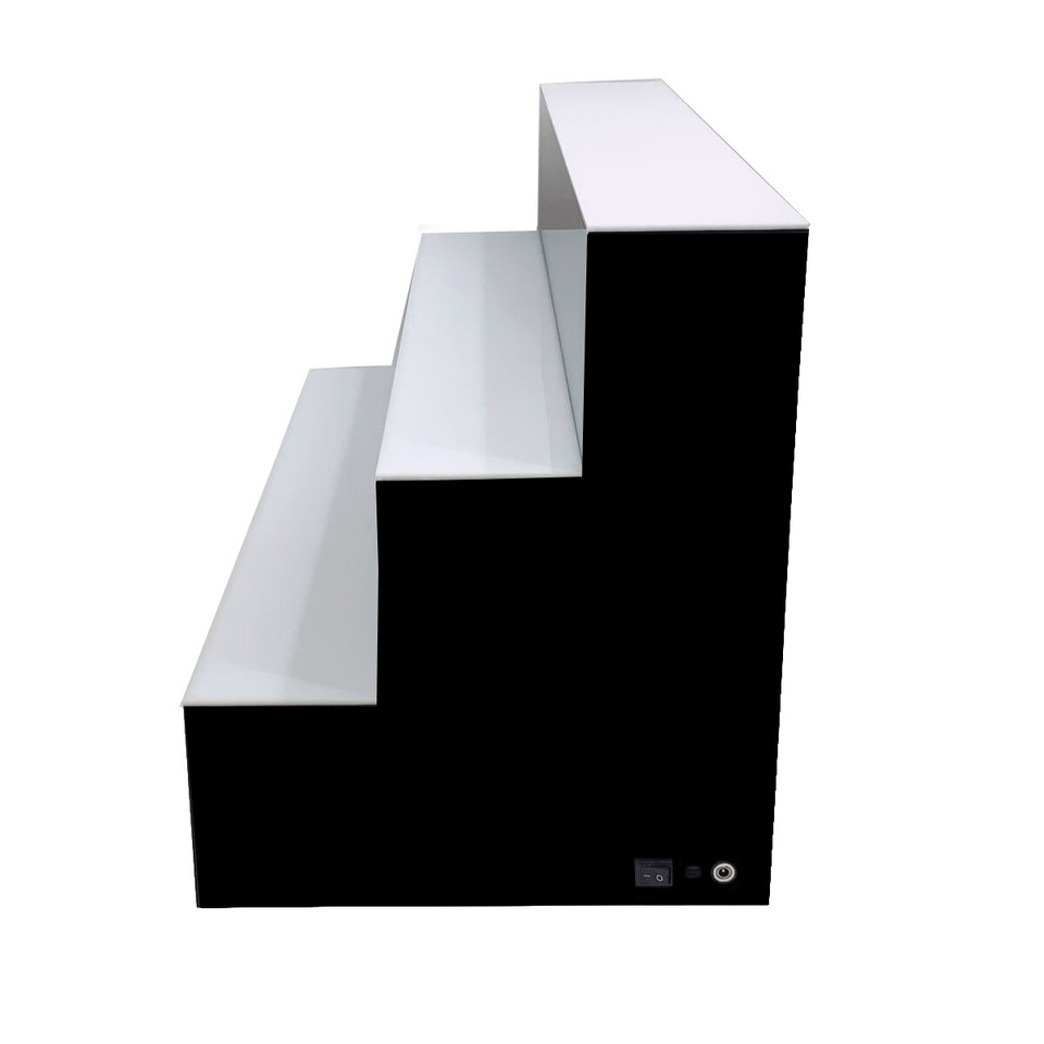 3 Step Tier LED Lighted Shelves Illuminated Liquor Bottle Bar Display ...