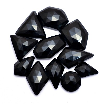 11 Pcs Natural Black Onyx Finest Quality Rosecut Cabs Gemstones Lot ...