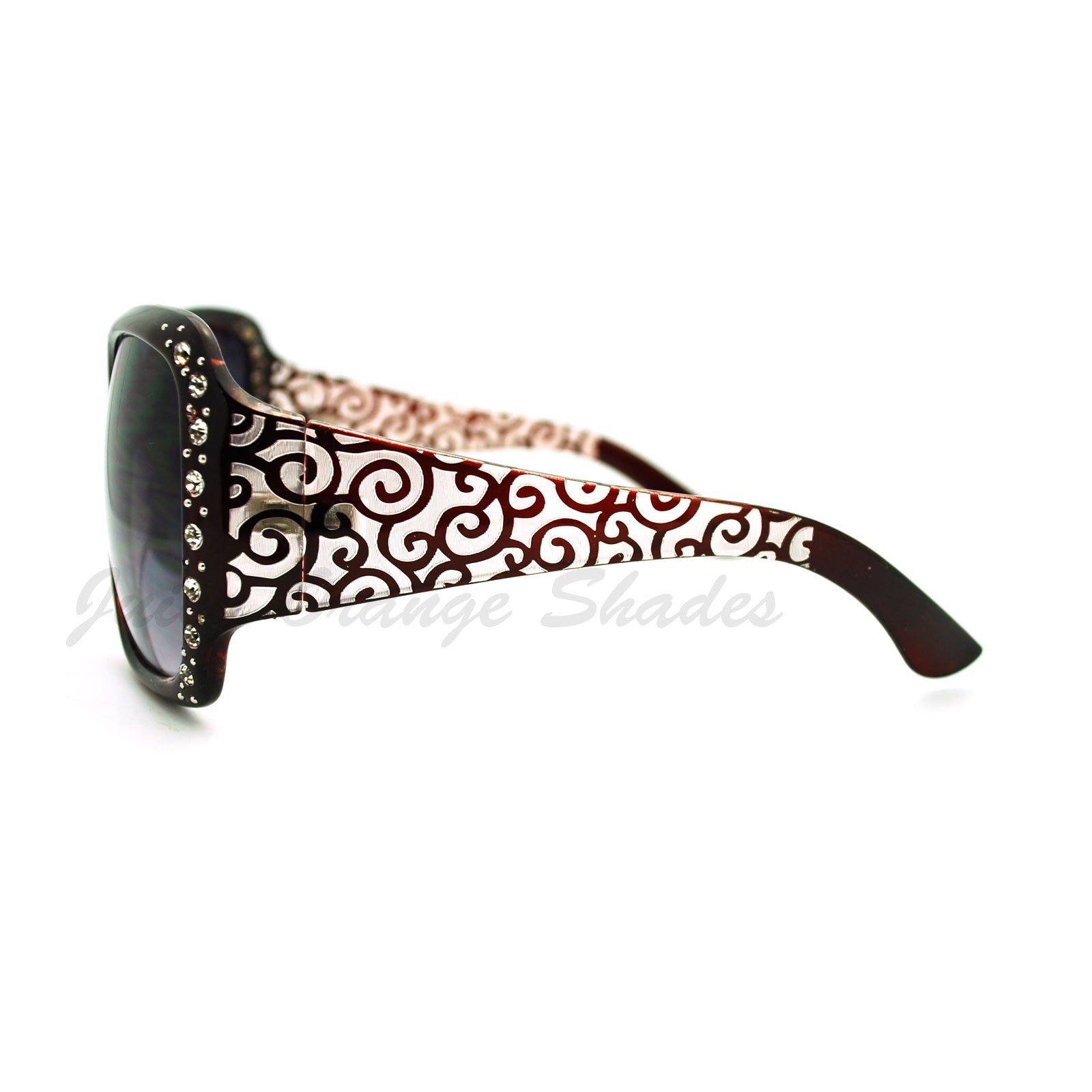 Swirly Pattern Rhinestone Sunglasses Womens Oversize Square Frame | eBay