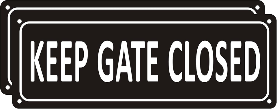Keep Gate Closed Sign, (2 Pack) Metal Close Gate Signs for Fence, 10" x ...