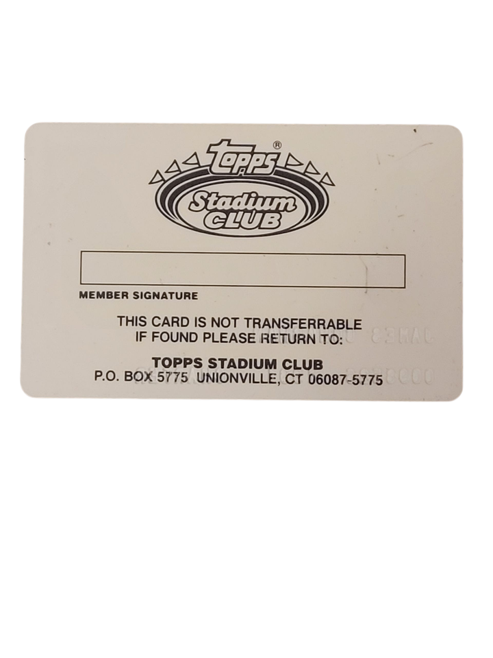 Topps Stadium Club Charter Membership Card 1991 Vintage Trading Card ...