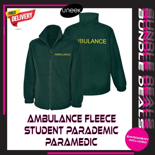 AMBULANCE PARAMEDIC FLEECE JACKET EMBROIDERED FIRST AID MEDICAL NURSE ...