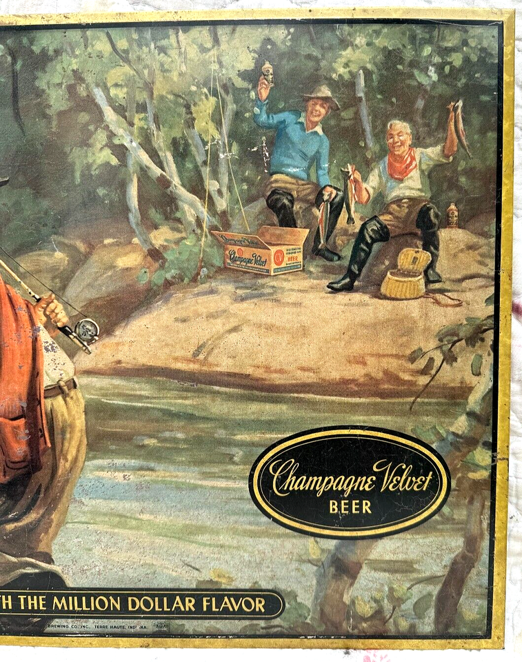 Vintage Old Champagne Velvet Beer Metal sign Graphics 14x19 Terre Haute ...