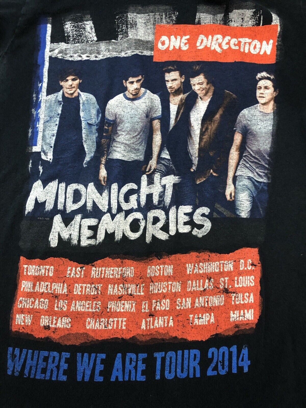One Direction MIDNIGHT MEMORIES Where We Are Tour 2014 Black All Size ...