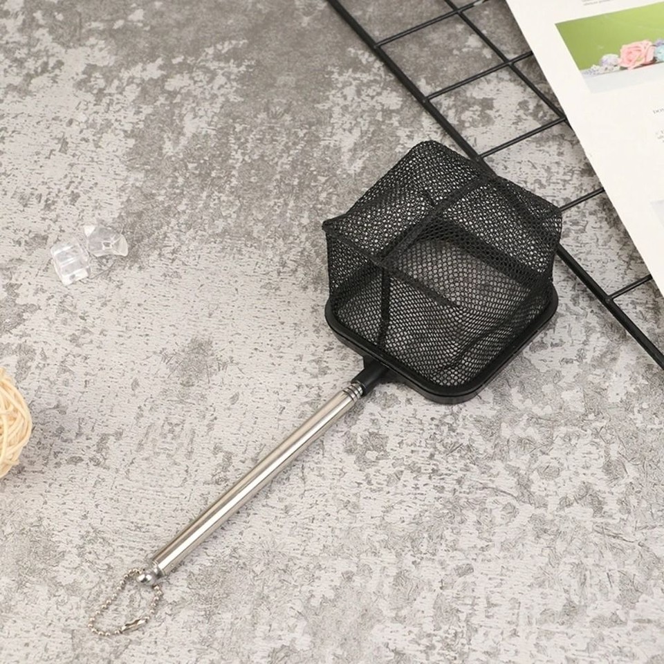 Aquarium Square Fishing Net Stainless Steel Long Handle Fish Tank ...