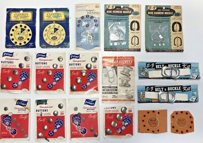 NOS Vintage Lot Mid Century Sewing Notions Clinton Snaps Prims Buttons ...