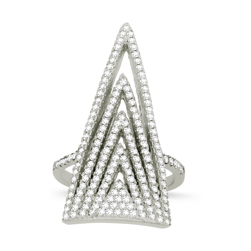 Sterling Silver CZ Large Concentric Triangles Ring | eBay