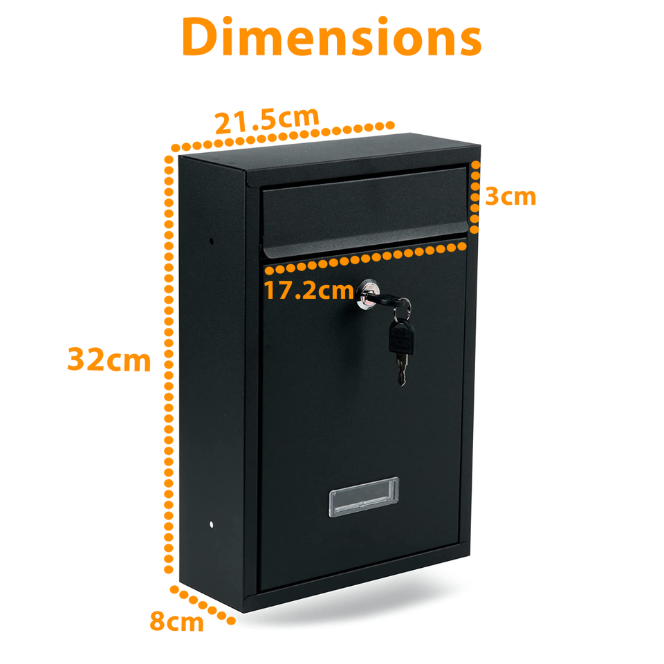 LARGE OUTDOOR STEEL POST BOX POSTBOX LOCKABLE LETTER MAIL WALL MOUNTED ...