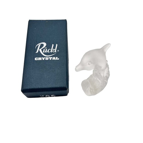 Dolphin Frosted Art Glass Figurine Decoration, Ruckl Crystal A.S. Czech ...