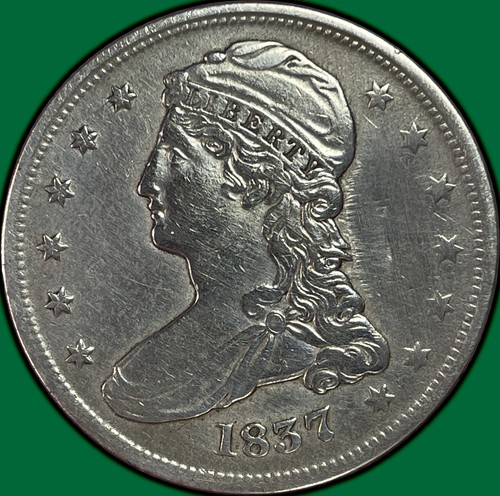 1837 Capped Bust Reeded Edge Half Dollar Extremely Fine XF Coin, Tooled ...