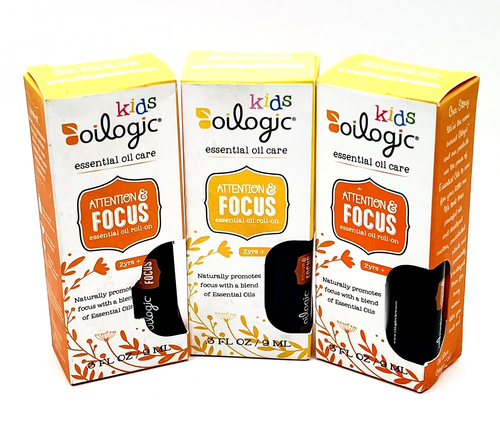 3x Oilogic Kids ATTENTION & FOCUS Essential Oil Care Roll-On Age 2 ...