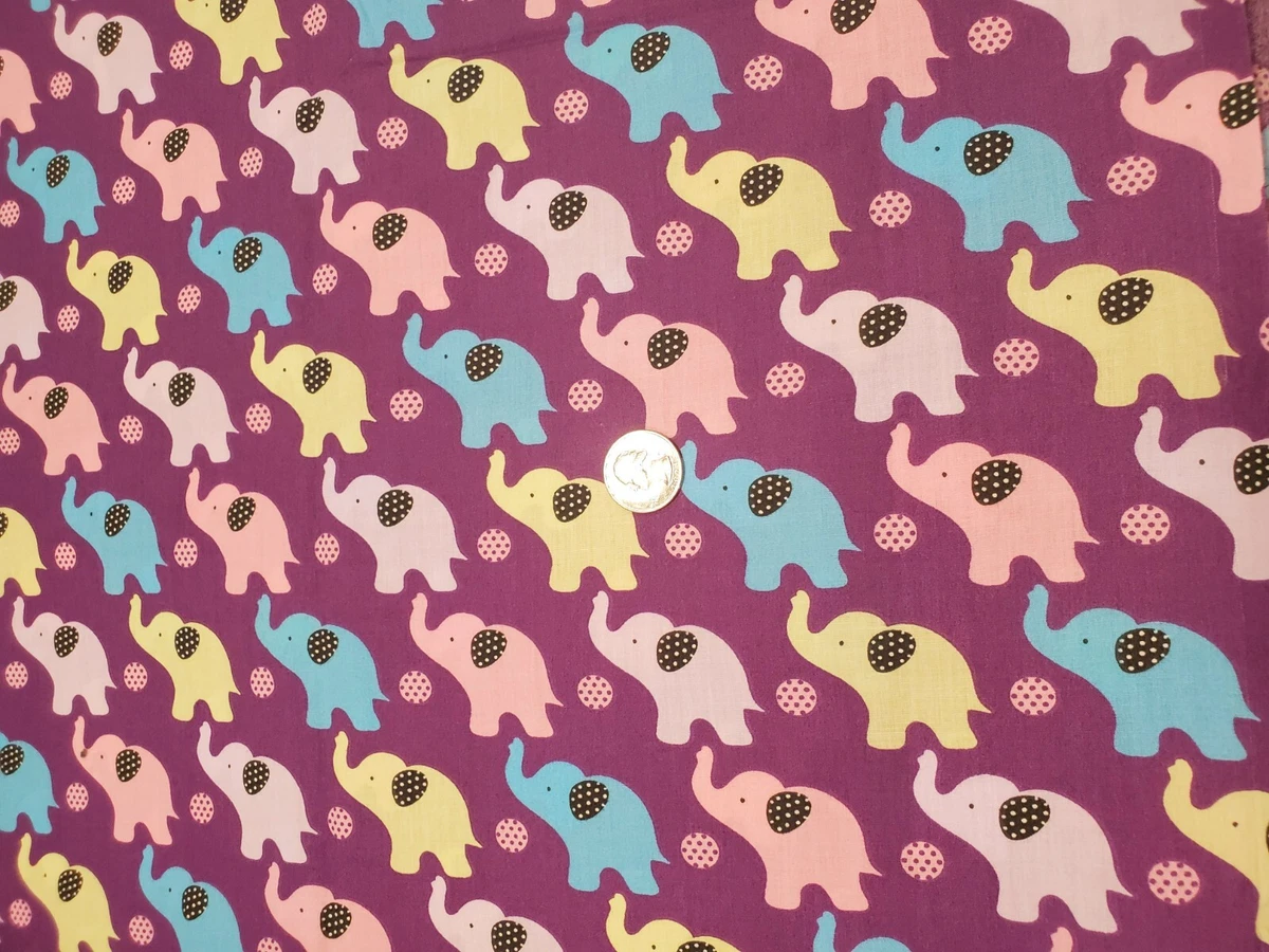 Pink Elephant Print Fabric