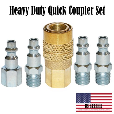 5pc Heavy Duty Quick Coupler Set Air Hose Connector Fittings 1/4" NPT ...