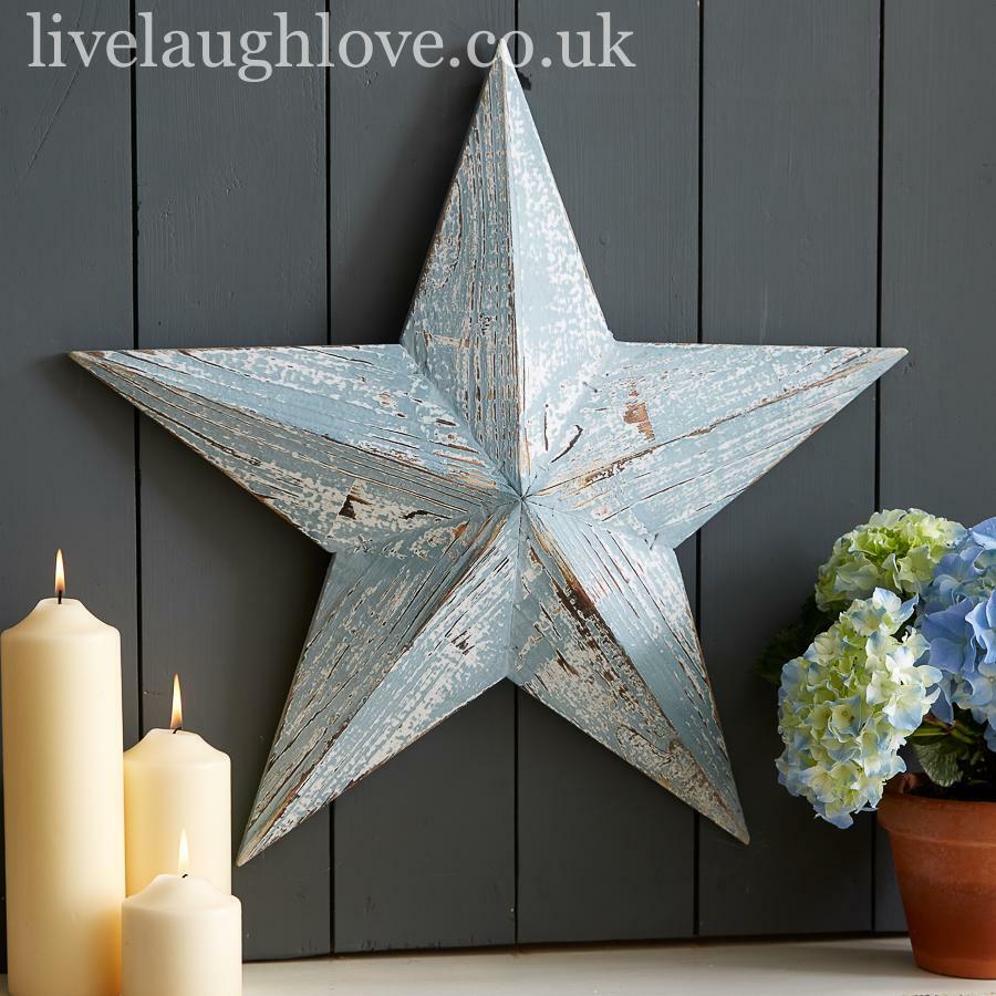 Large 52cm x 52cm Wooden Blue Amish Barn Star Decoration | eBay UK