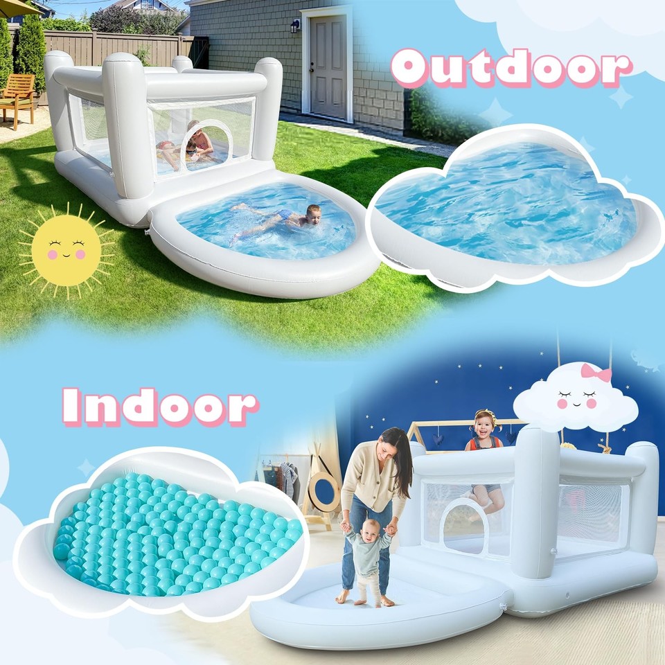 White Bounce House Toddler Bounce House, Bounce House for Kids 3-6 Mini ...