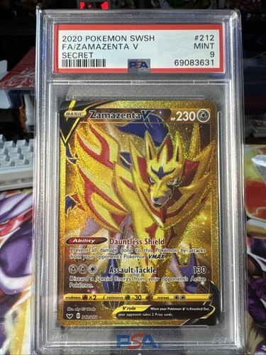 2020 Pokemon Sword & Shield Zamazenta V Full Art Gold Secret Rare 212/ ...