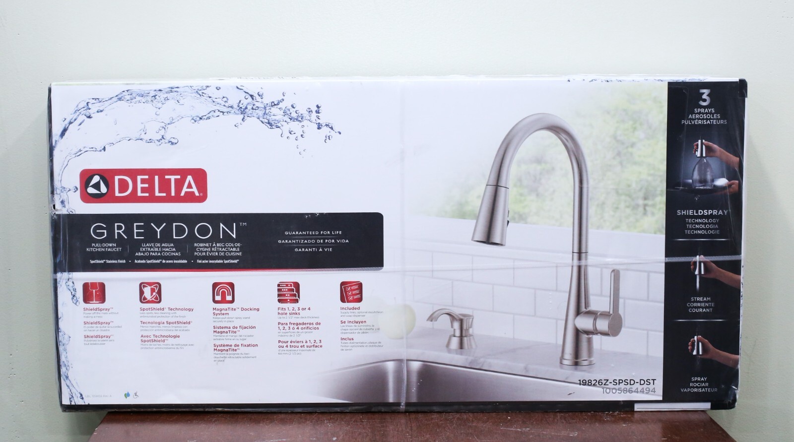 Delta Greydon Single Handle Pull-Down Sprayer Kitchen Faucet with Soap ...