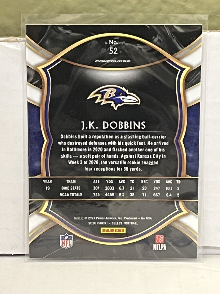 2020 Panini Select Football JK Dobbins Concourse Level Rookie Card #52 ...