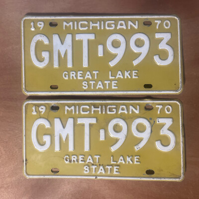 1970 Michigan License Plate Pair # GMT-993 | eBay