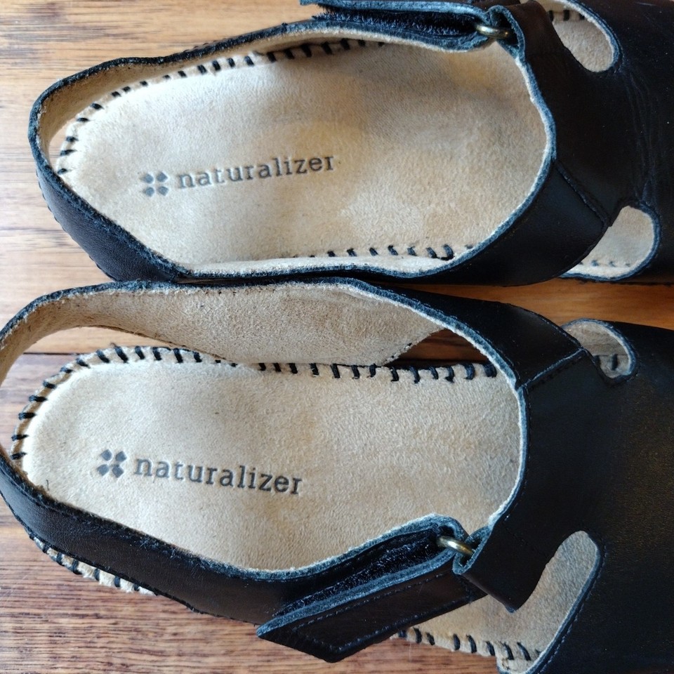 Naturalizer Scout Sandals Womens 6M Black Leather Sling Back Comfort ...