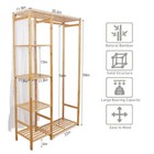 Wooden Clothes Rail Bamboo Garment Rack Hanging Stand Wardrobe Storage ...