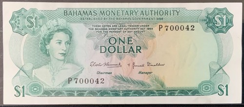 1968 BAHAMAS PAPER MONEY - ONE DOLLAR BANKNOTE! | eBay