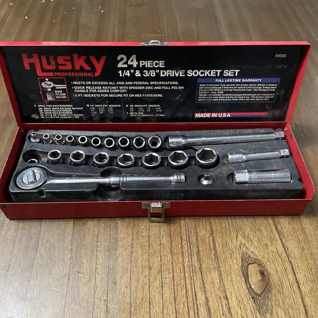 Incomplete Husky 24 Piece Socket Set In Metal case-No Ratchet- #40005 ...