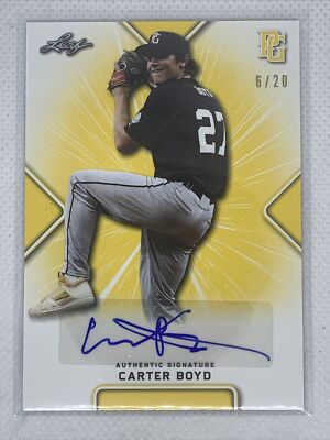 2021 LEAF PERFECT GAME YELLOW CARTER BOYD PAPER RC AUTO # 6/20 | eBay