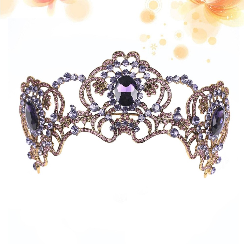 Crystal Crown Pageant Alloy Purple Bridal Crowns for Wedding | eBay ...