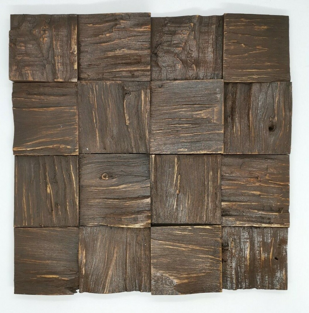 3D WOODEN WALL TILES REAL WOOD WALL PANELS DECORATIVE RUSTIC RECLAIMED ...