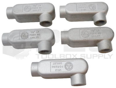 LOT OF 5 NEW APPLETON 1/2 LR UNILET CONDUIT BODY 1/2" FORM 85 4.0 CU IN ...