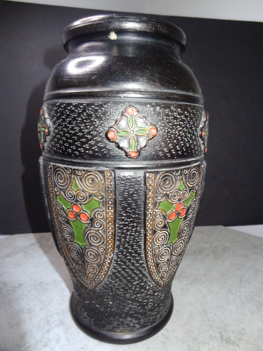 Vintage Japanese Tokanabe Ware Black Pottery Vase Made In Japan 10.5 ...