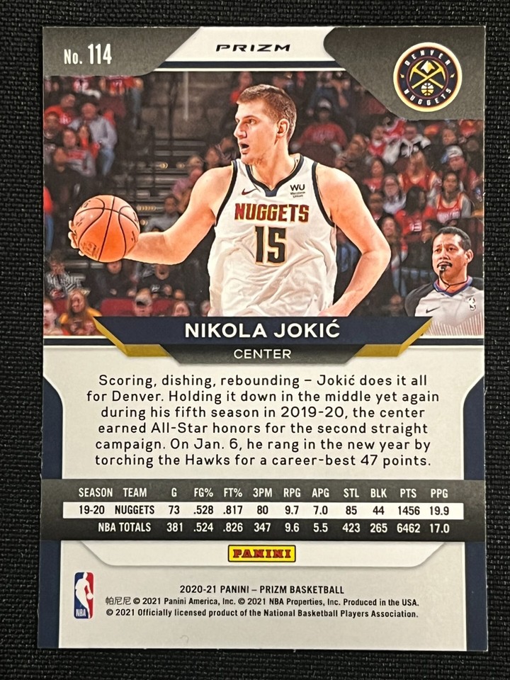 2020-21 Panini Prizm Basketball Card Nikola Jokic #114 Mint Range KB | eBay