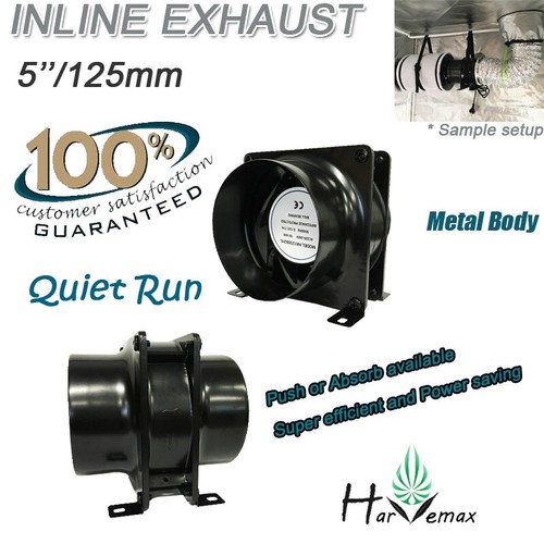 [2x] 5"/125MM INLINE EXHAUST FAN AXIAL QUIET VENTILATION DUCT BLOWER ...