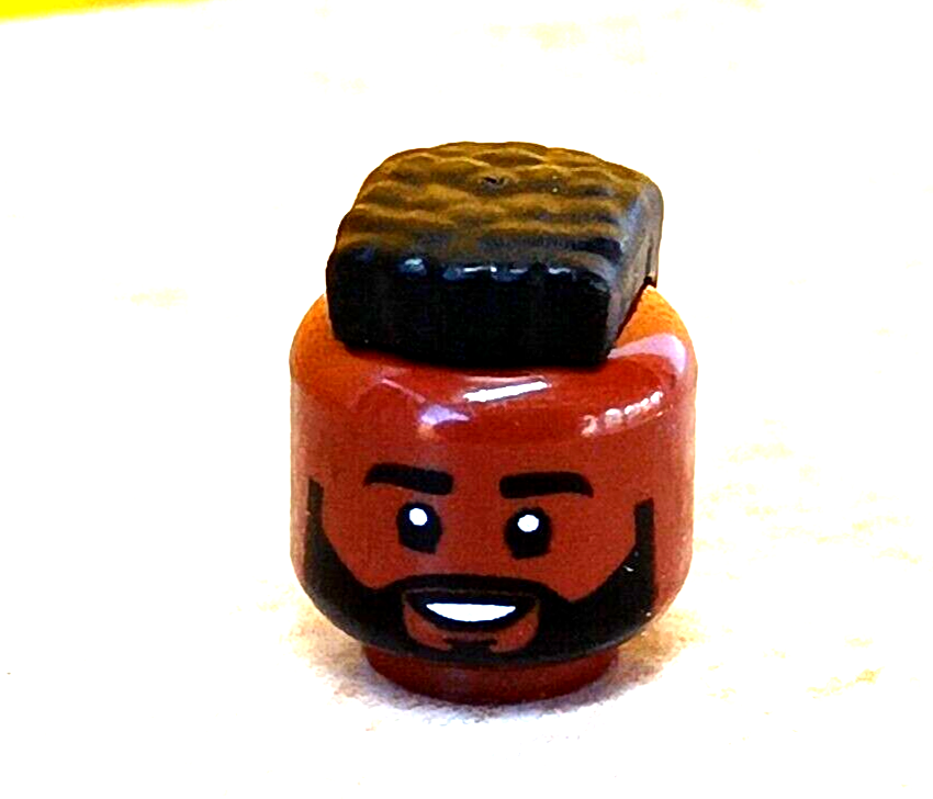 LEGO Minifigure Man Head Dark Thick Beard Mr T Costume Black Afro ...