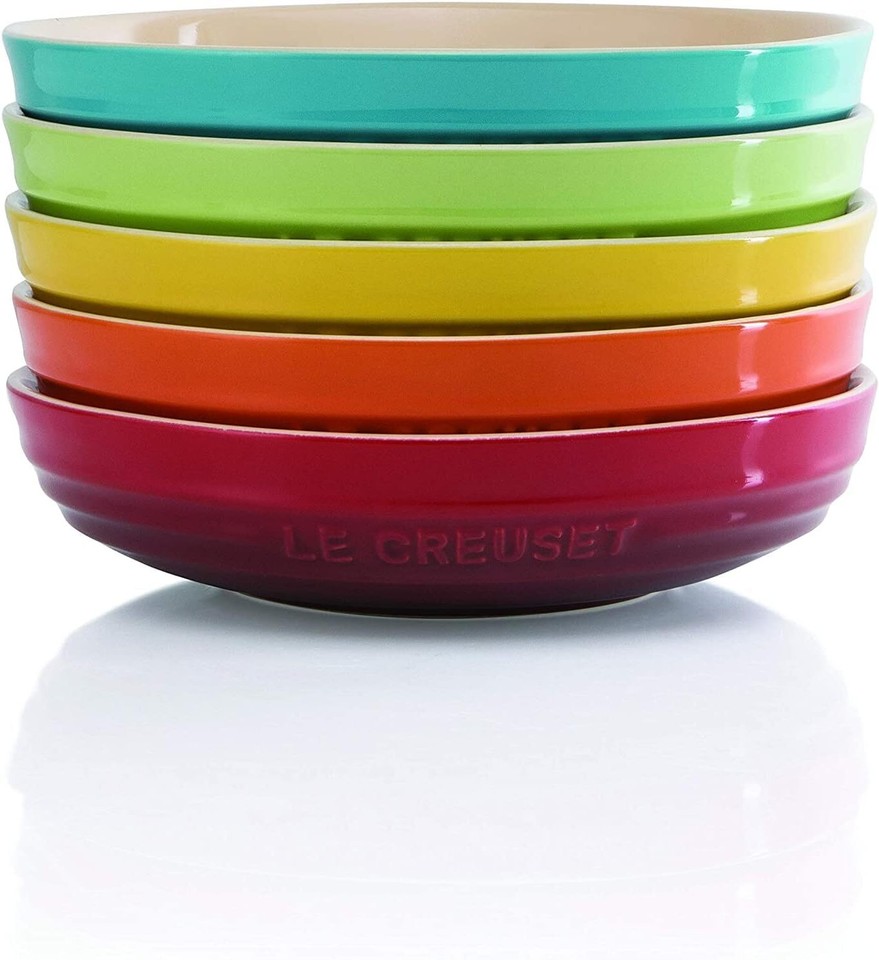 Le Creuset Deep plate round dish 20 cm & Plate 23cm Set 5 Rainbow New ...