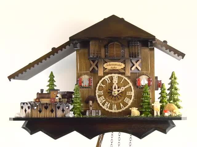 Quartz Cuckoo Clock Black Forest house with moving train, wit.. EN 42810 QMT NEW | eBay